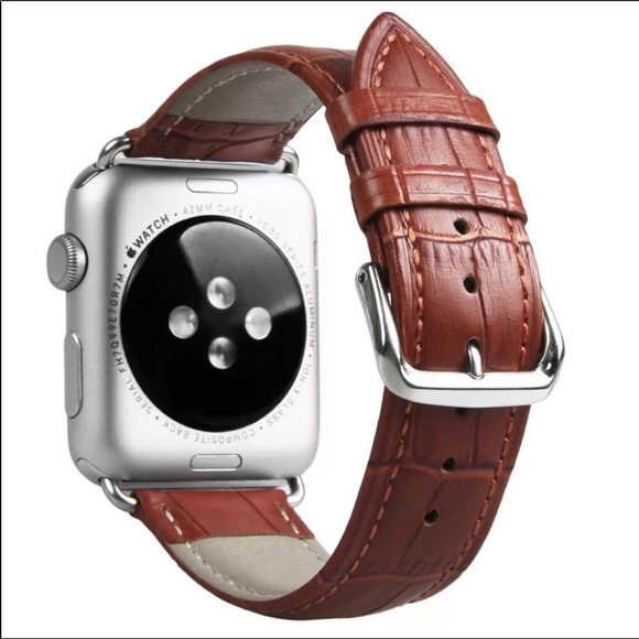 Accessories | Brown Crocodile Leather Apple Watch Strap Watch | Poshmark